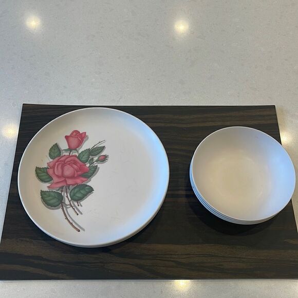 royalon inc. | Dining | Royalon Melmac Dark Rose Vintage Platesand ...